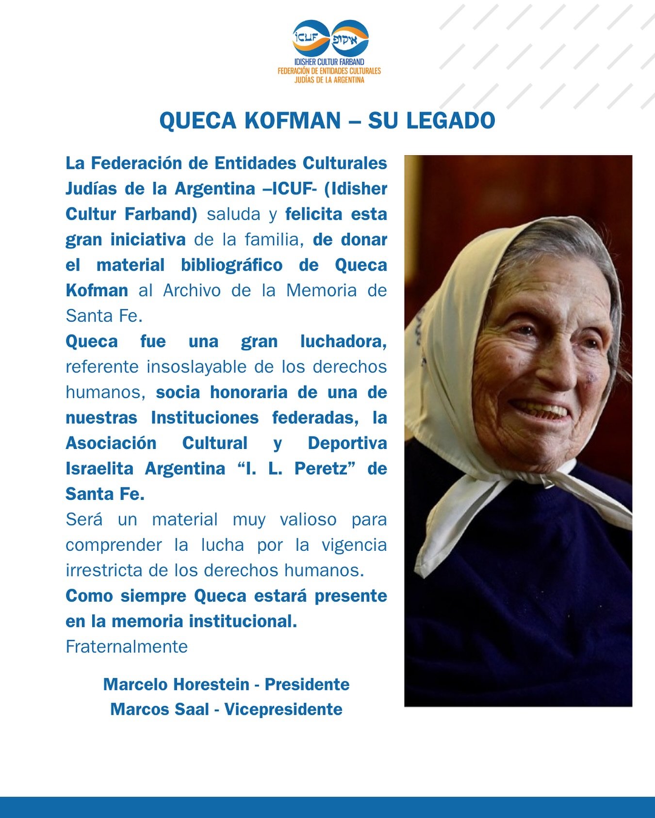 QUECA KOFMAN – SU LEGADO – icuf